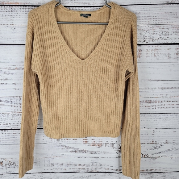 Wild Fable Sweaters Wild Fable Light Brown V Neck Long Sleeve